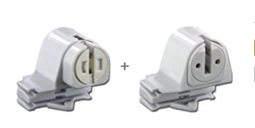 T8 to T5 Socket Conversion Socket Pair | Rigid and Spring End | Unshunted