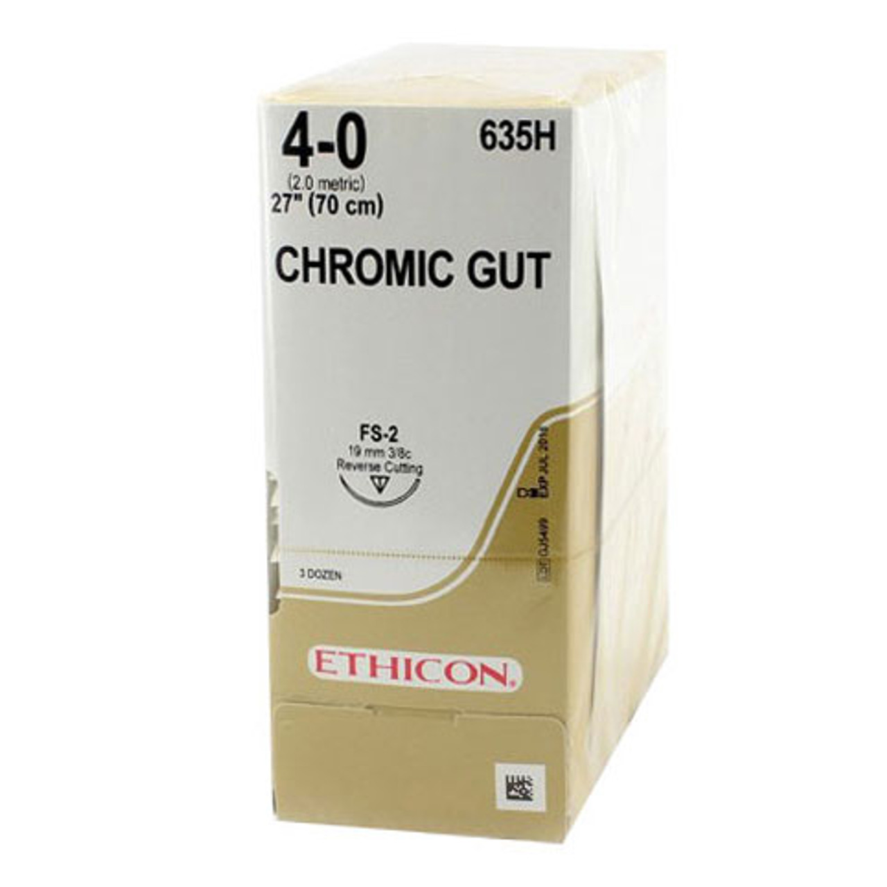 Ethicon Sutures. Chromic Gut. 635H 4-0 FS-2 27" 36/Box - Dental Wholesale Direct