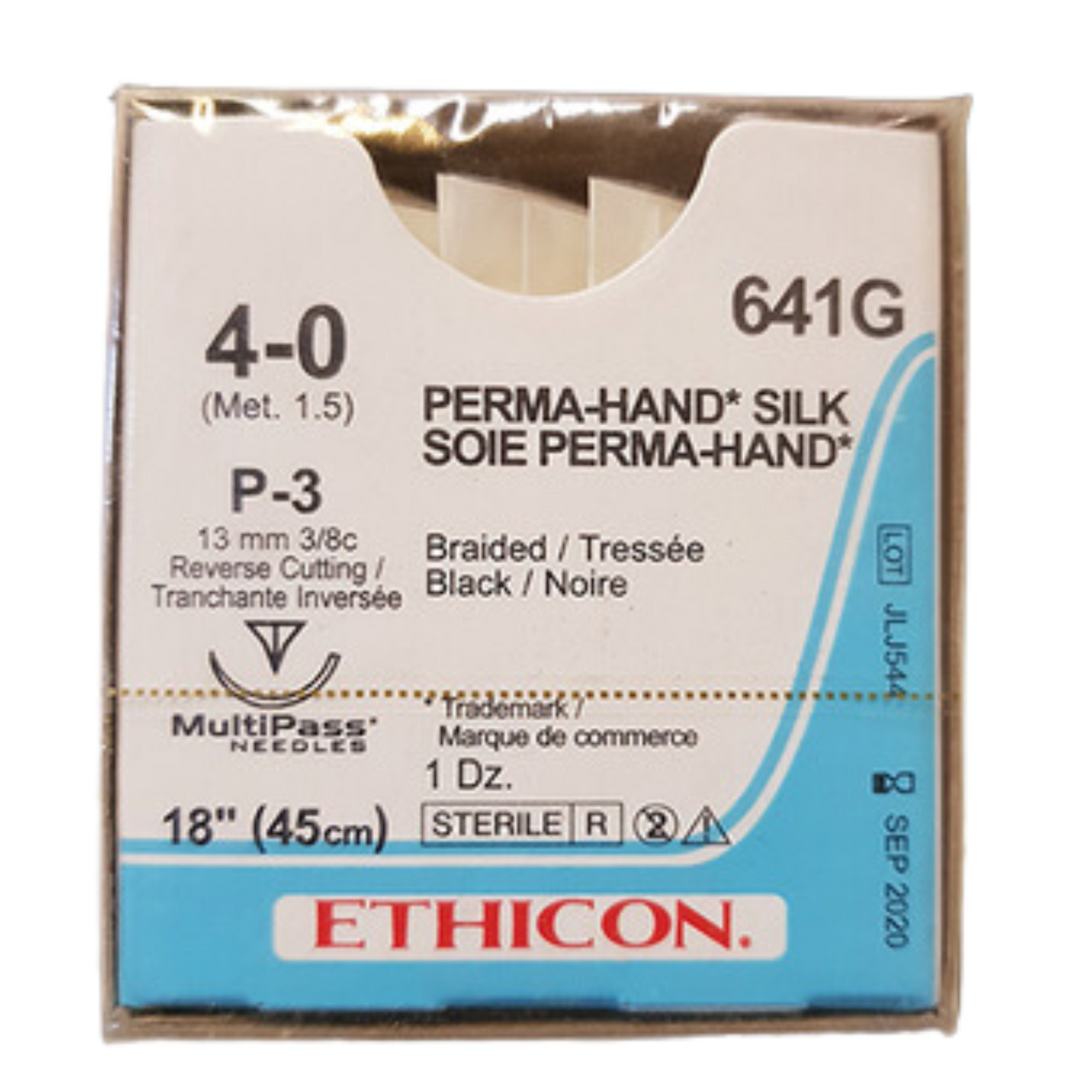 Ethicon Silk P-3 4-0 Black Braided 18" Suture 12/Box (641G) - Dental ...