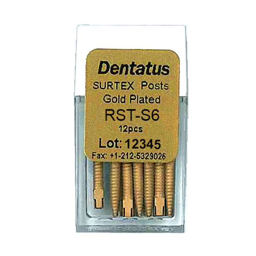 Surtex Gold Plated Post Refills Short, S-6, 7.8 mm, 12/Pkg. - Dental ...
