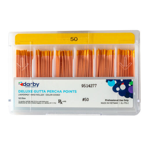 Deluxe Gutta Percha Points #50, Compartments, 120/Box - Dental ...