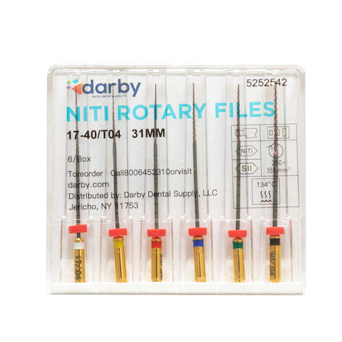 NiTi Rotary Files .04, 31 mm, 6/Pkg., #17-40 - Dental Wholesale Direct