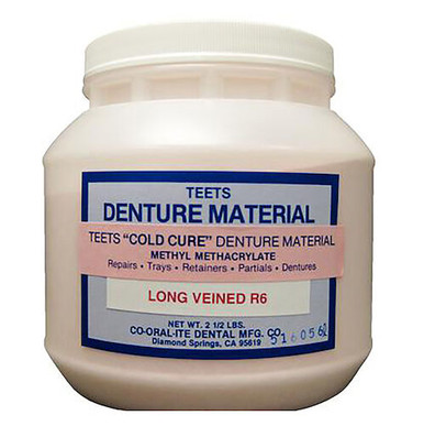 Teets Denture Powder and Liquid Cold Cure Powder, Long Vein, 2.5 lb ...