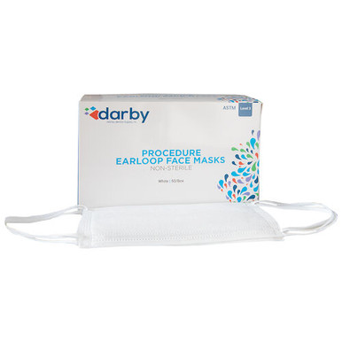 Procedure Earloop Masks ASTM Level 3 , White, 50/Pkg - Dental Wholesale ...