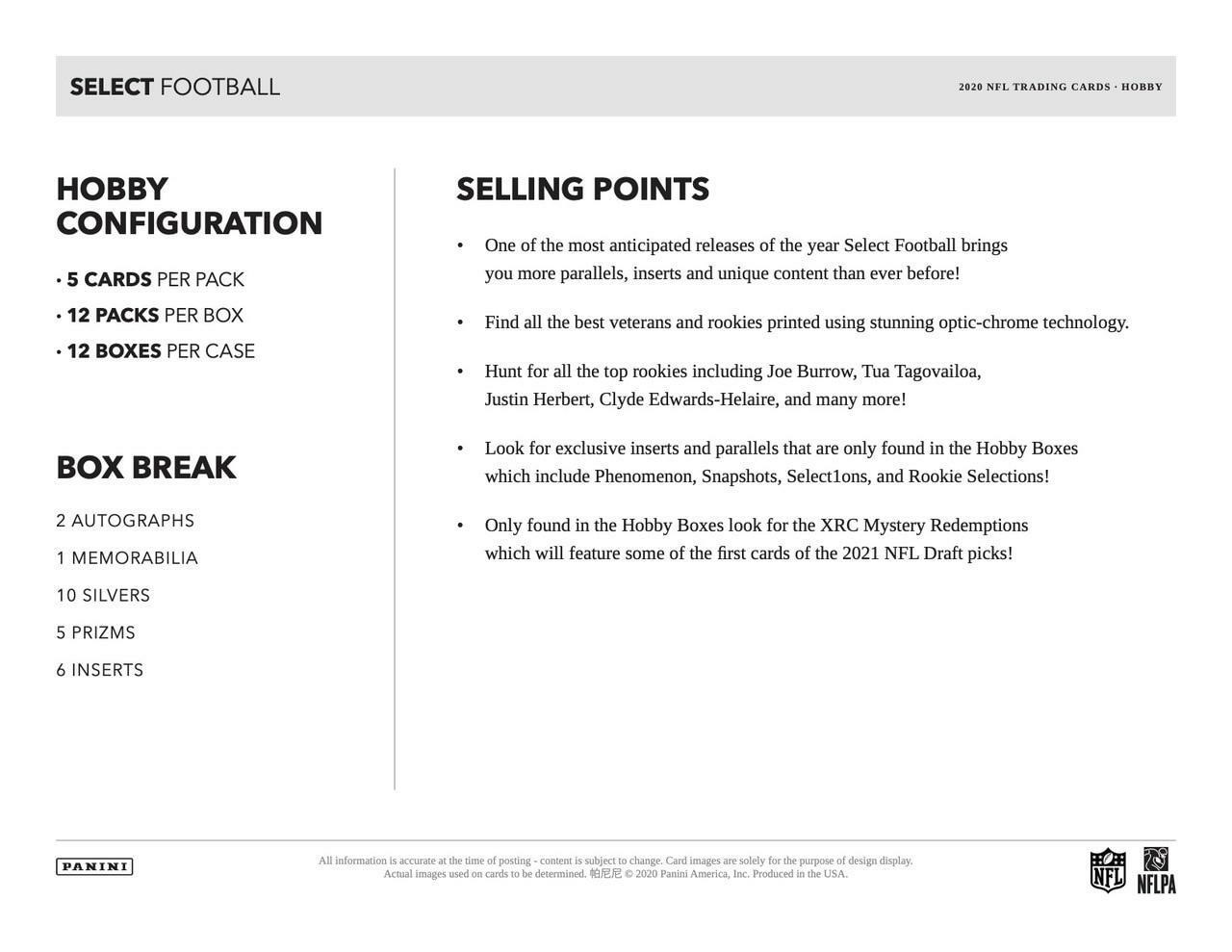 2020 Panini Select Football Hobby Box