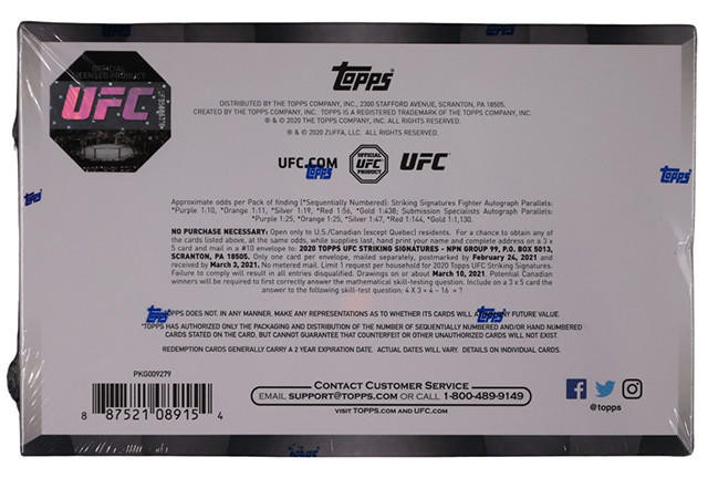 2020 Topps UFC Striking Signatures Hobby Box