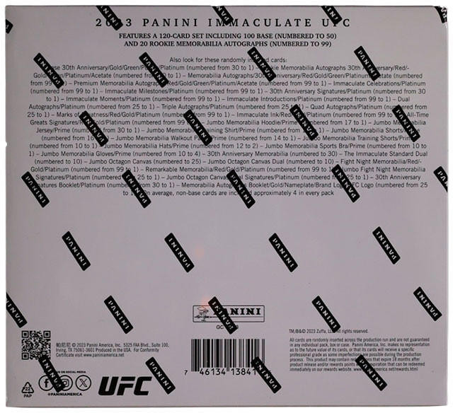 2023 Panini Immaculate UFC Hobby Box