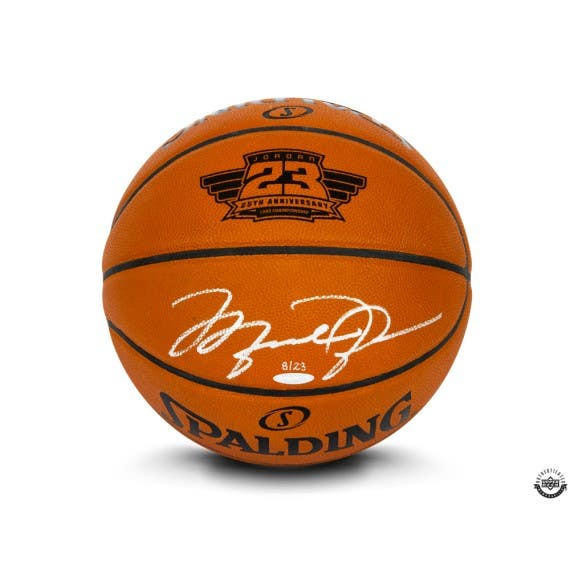 Michael Jordan Autographed Spalding Basketball With 25th Anniversary ...