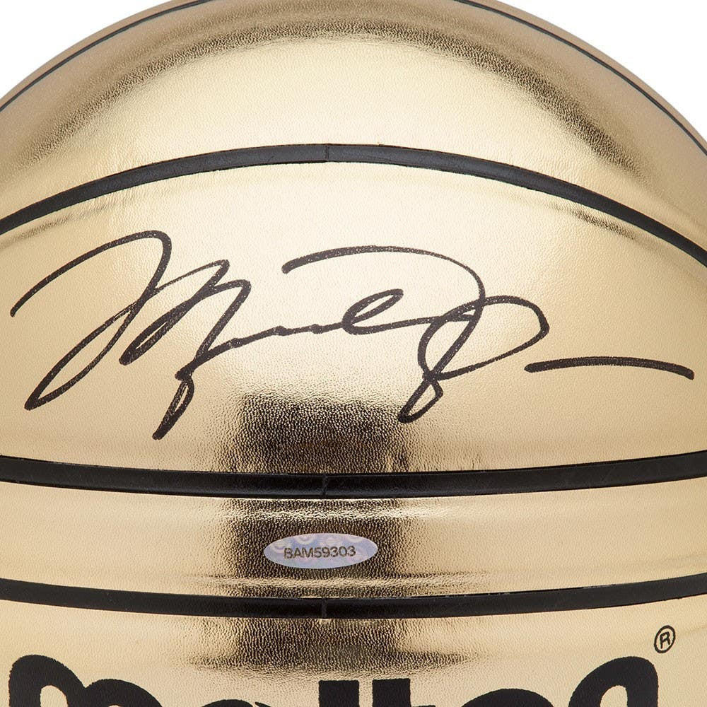 Michael Jordan Autographed Molten Gold Trophy Basketball - Midwest Cards