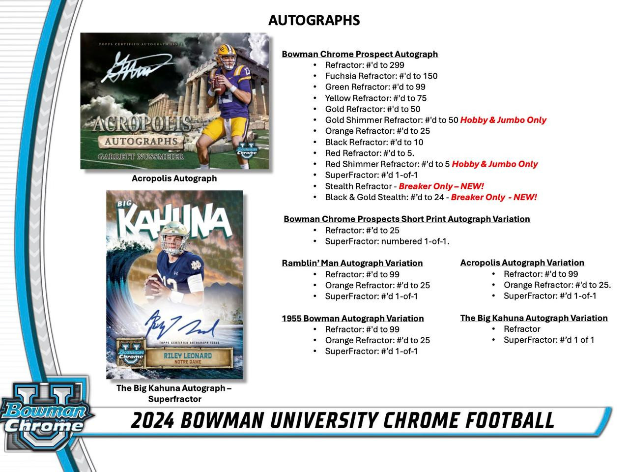2024 Bowman University Chrome Football Breaker's Delight Box