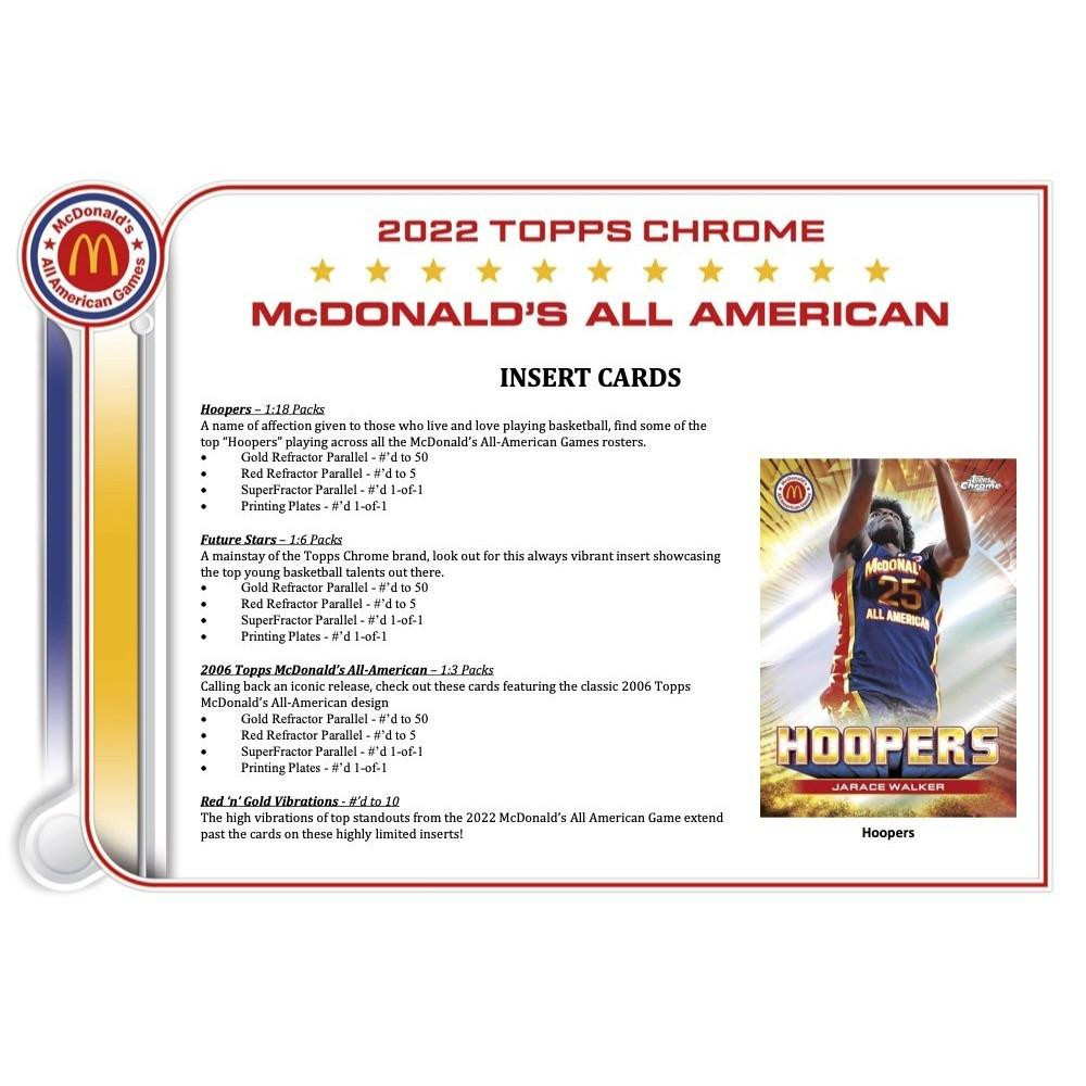 2022 Topps Chrome Mcdonald's All-American Basketball Blaster 40 Box Case