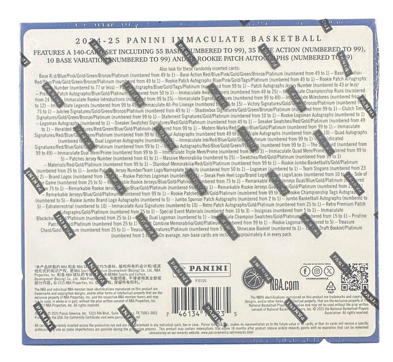 2024/25 Panini Immaculate Collection Basketball Hobby Box