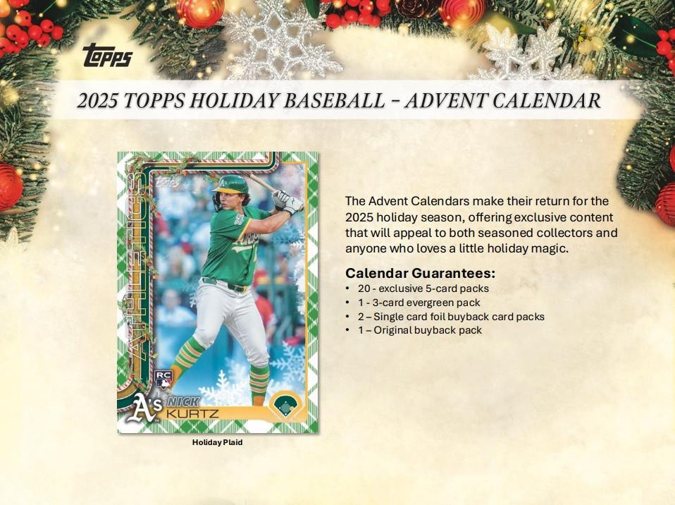 2025 Topps Holiday Baseball Mega Advent Calendar 8 Box Case