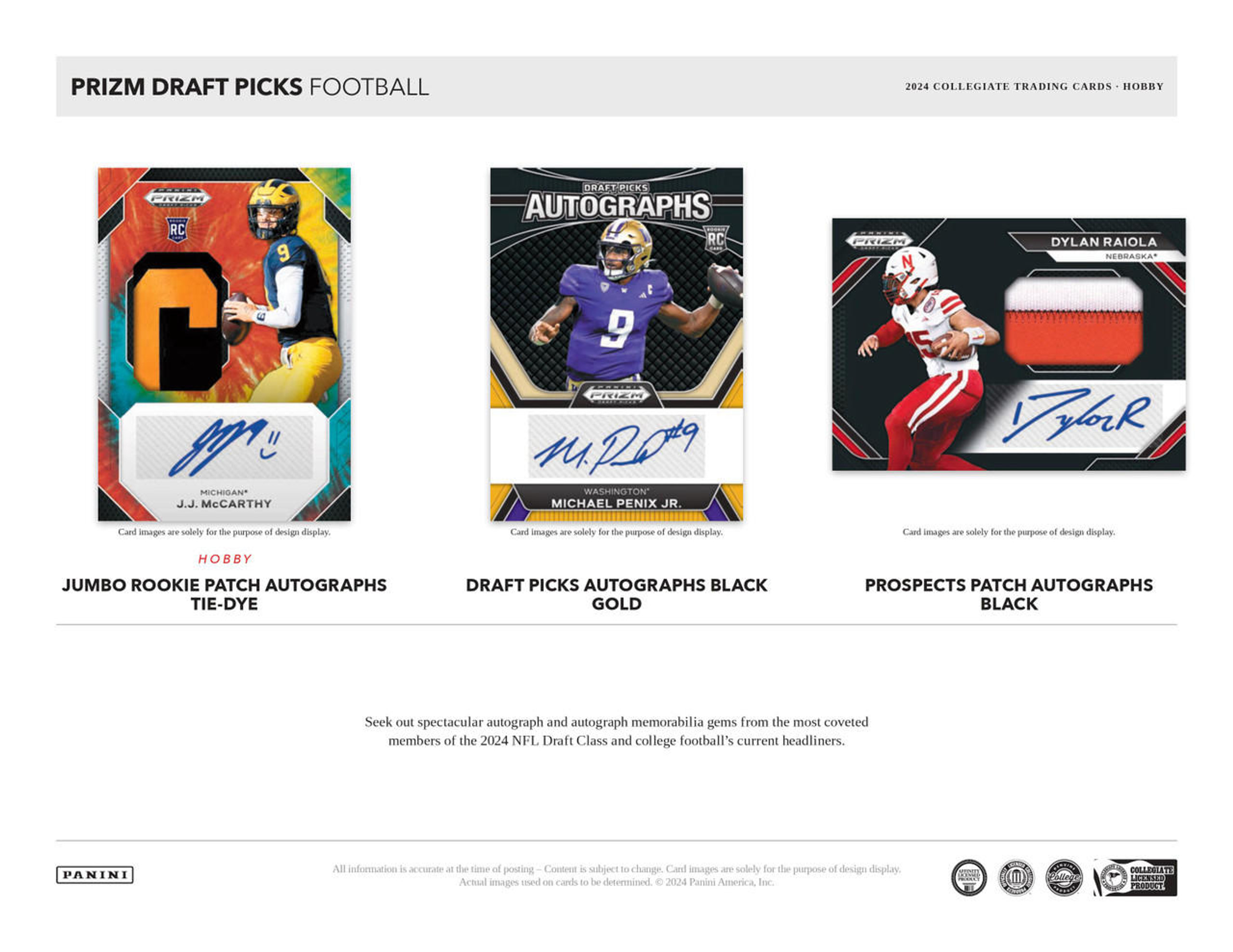 2024 Panini Prizm Collegiate Draft Picks Football Hobby Box