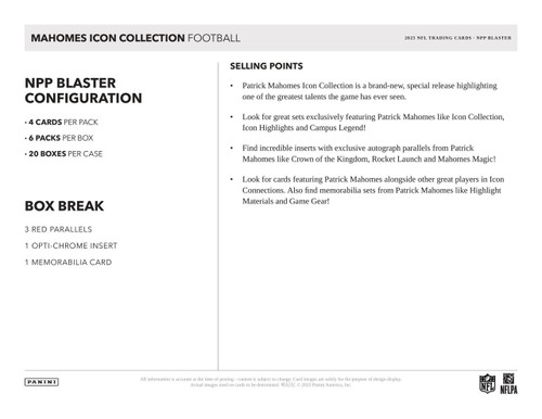2025 Panini Mahomes Icon Collection Football NPP Blaster Box
