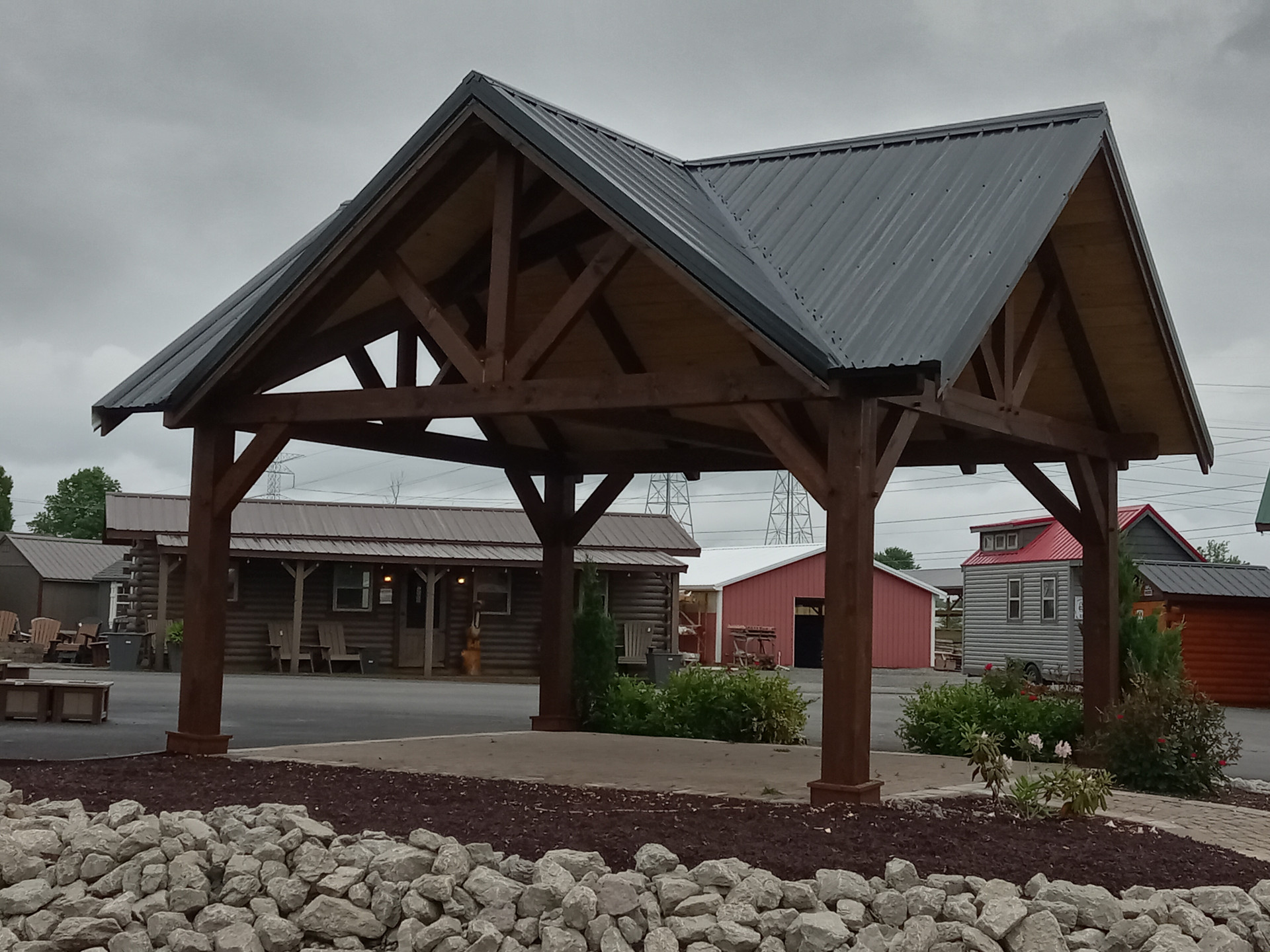 Rustic Wood Appalachian Pavilion - Built on Site - Wayside Lawn Structures