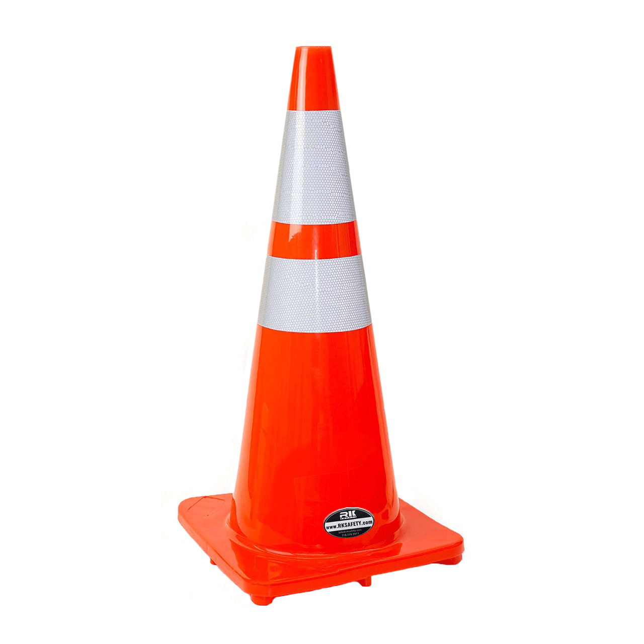 28" Troy Safety Orange Safety Traffic PVC Cones with 6" + 4" Reflective Collars,Orange Base
