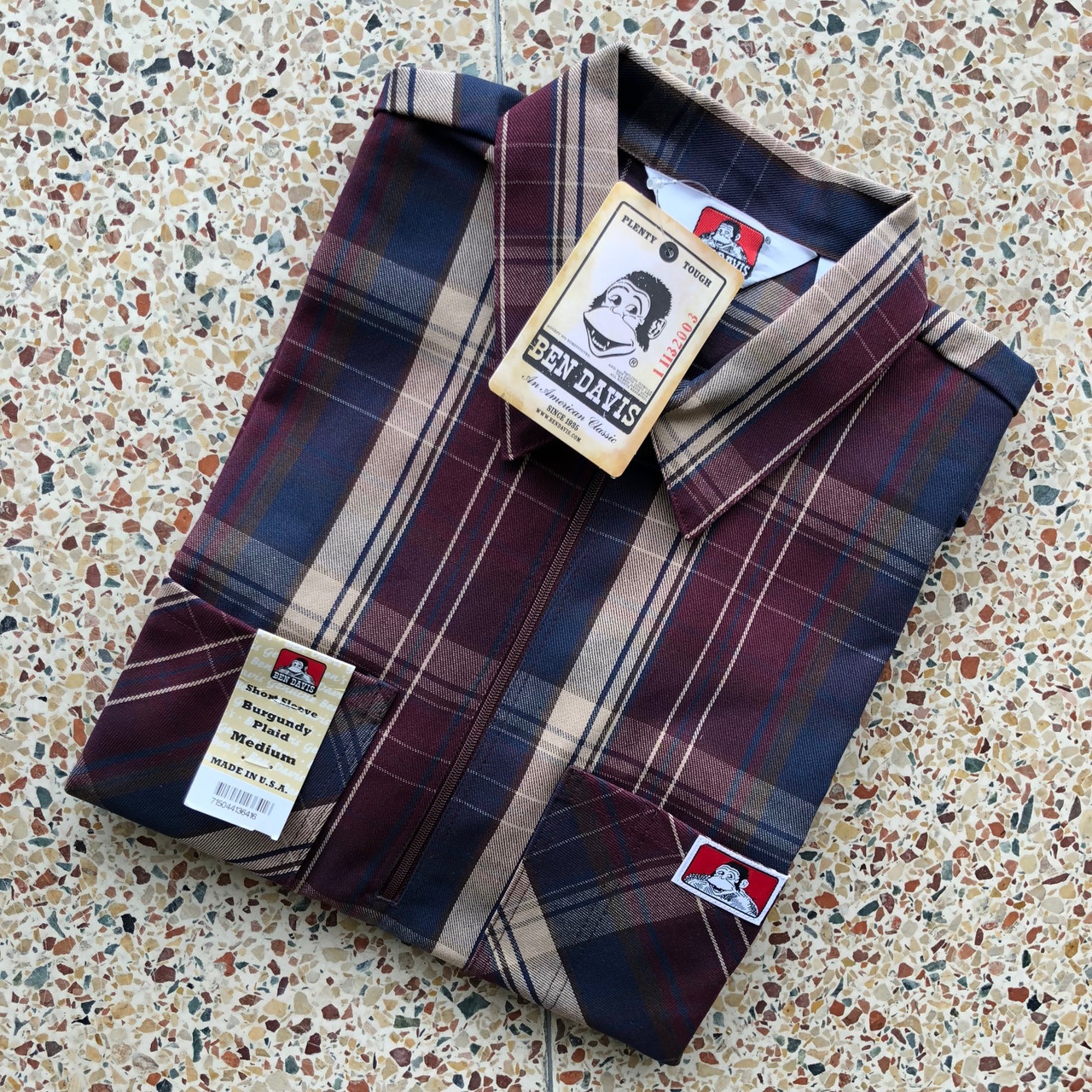 Ben Davis Short Sleeve Half Zip Solid Color Twill Shirt
