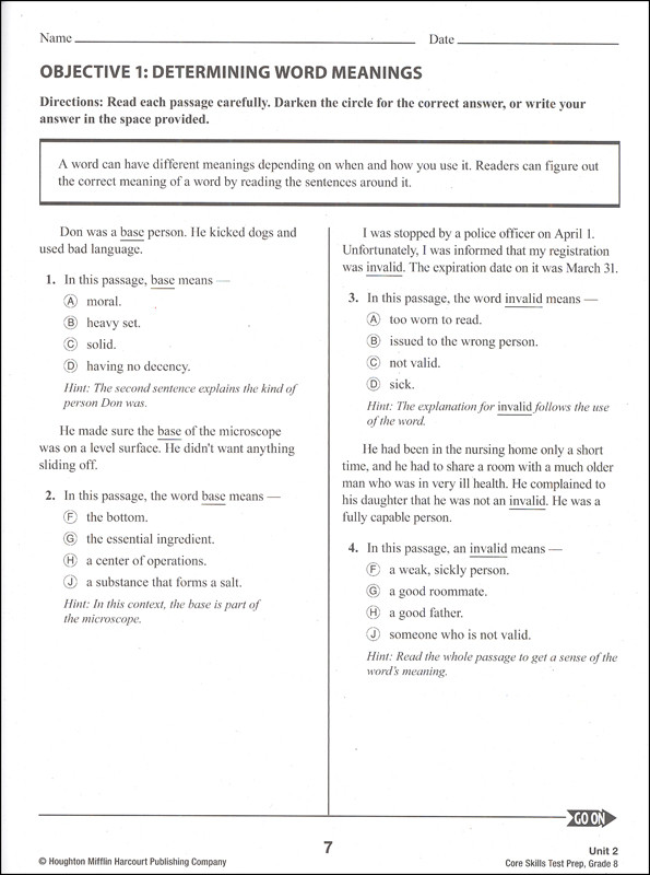 Core Skills: Test Preparation Grade 8 - Classroom Resource Center