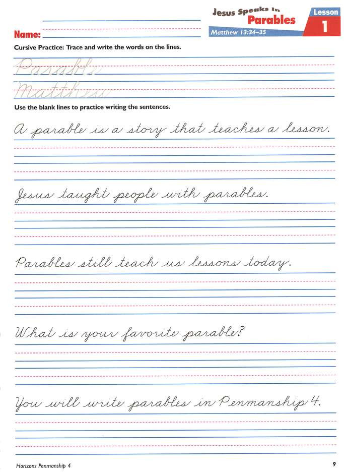 Horizons Penmanship Grade 4 Student Workbook - Classroom Resource Center