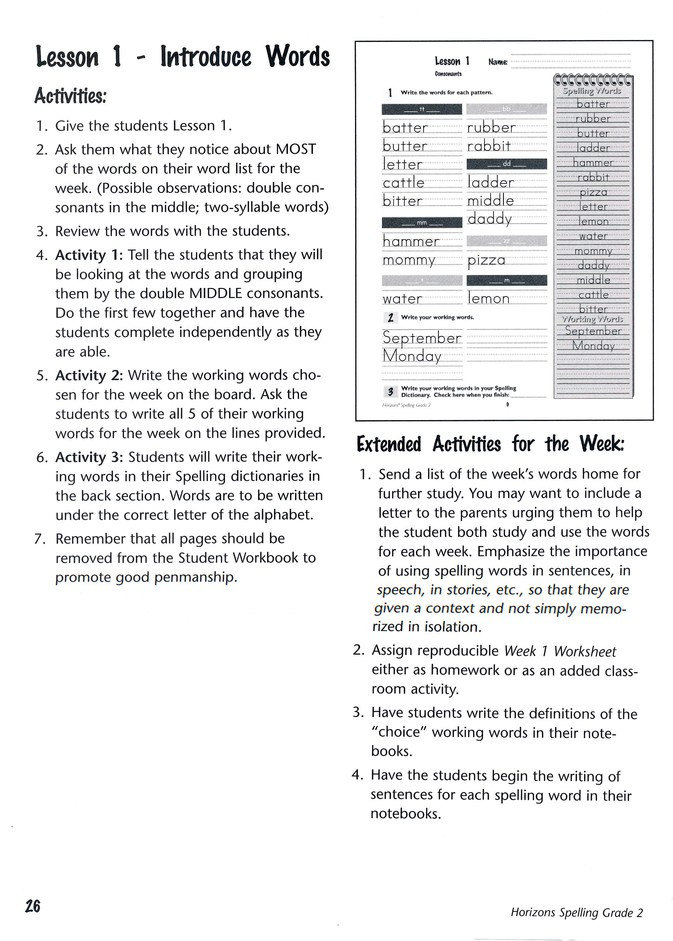 Horizons Grade 2 Spelling & Vocabulary Teacher's Guide - Classroom ...