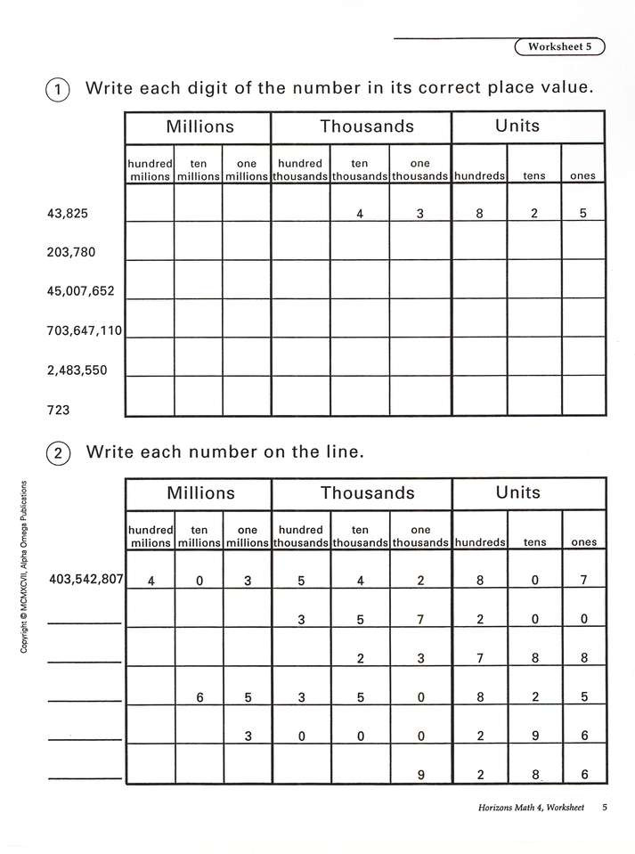 Horizons Grade 4 Math Student Workbook Packet - Classroom Resource Center