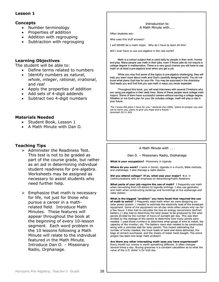 Horizons Grade 7 Math Teachers Guide - Pre Algebra - Classroom Resource ...