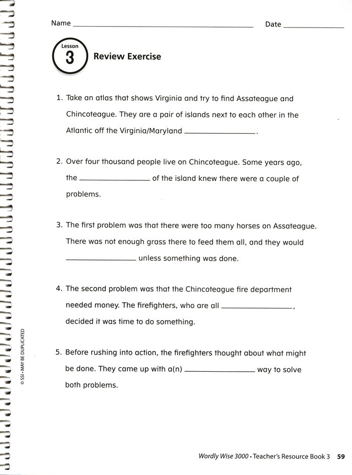 Wordly Wise 3000 4th Edition Book 3 Teacher Resource Book - Classroom ...