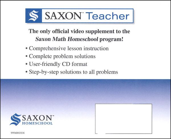 Saxon Math Grade 4 Intermediate Home School Teacher Lesson & Test DVD's ...
