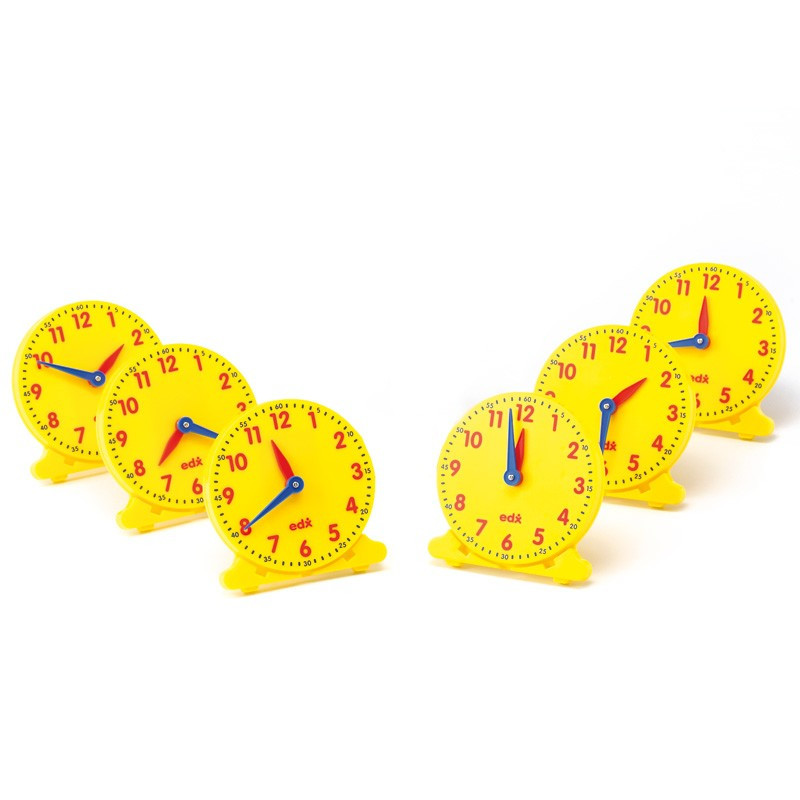 12-Hour Student Clocks Set of 6 - Classroom Resource Center