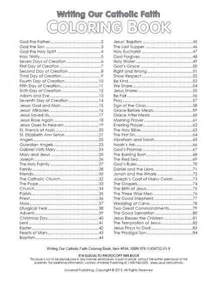 Writing Our Catholic Faith Grade PK/K Coloring Book- Coloring is ...