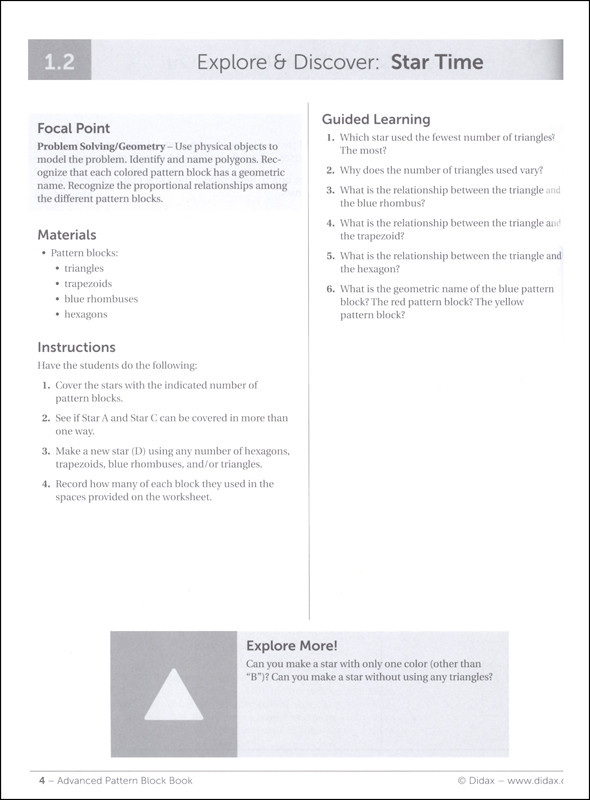 Pattern Block Book - Advanced w/ CD - Classroom Resource Center