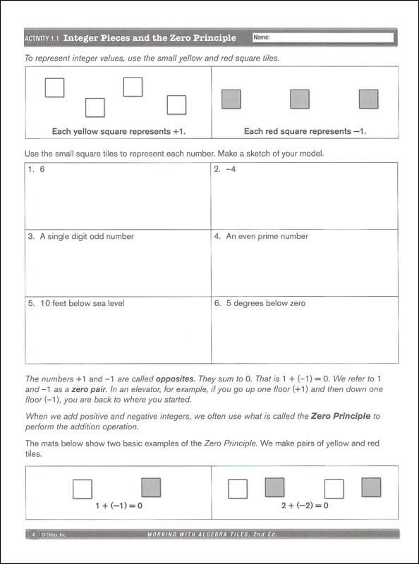 Algebra Tiles Teaching Kit - Classroom Resource Center