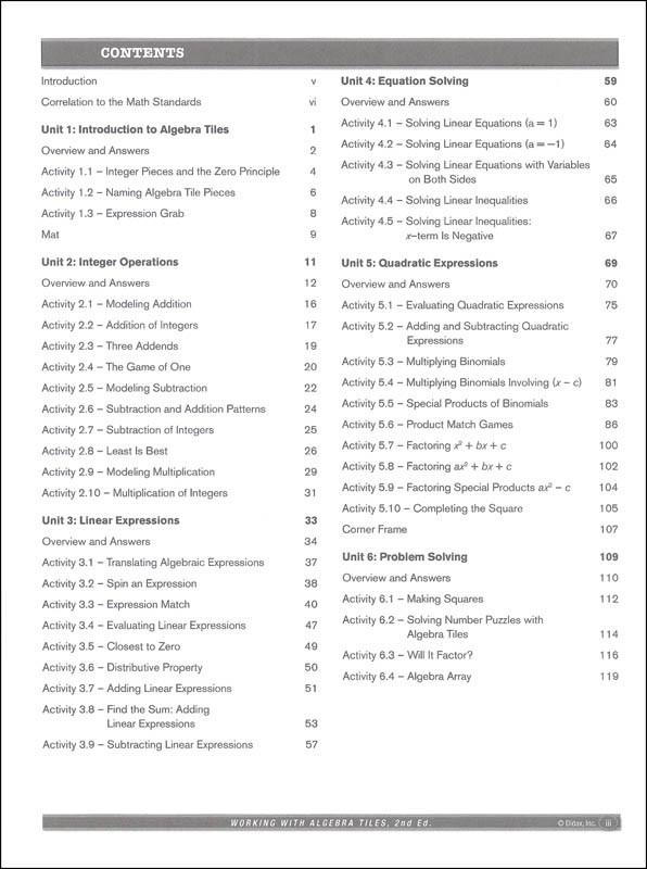 Algebra Tiles Teaching Kit - Classroom Resource Center