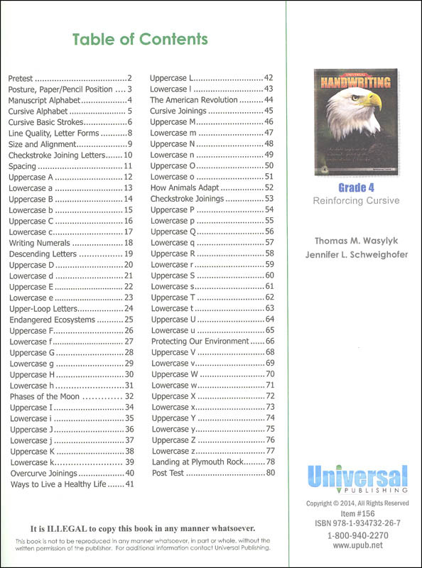 Universal Handwriting Grade 4: Reinforcing Cursive (2017) (2 ...