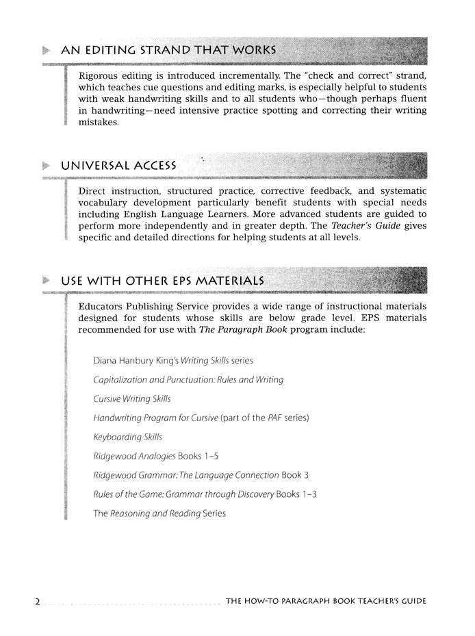 The Paragraph Book 1 Teacher's Guide - Classroom Resource Center