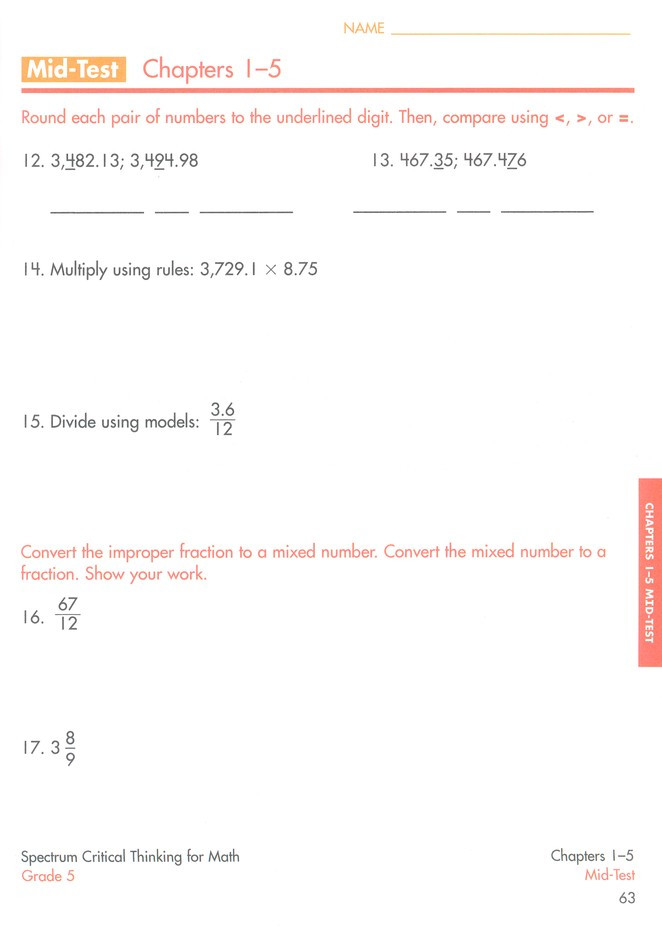 Spectrum Critical Thinking for Math Grade 5 - Classroom Resource Center