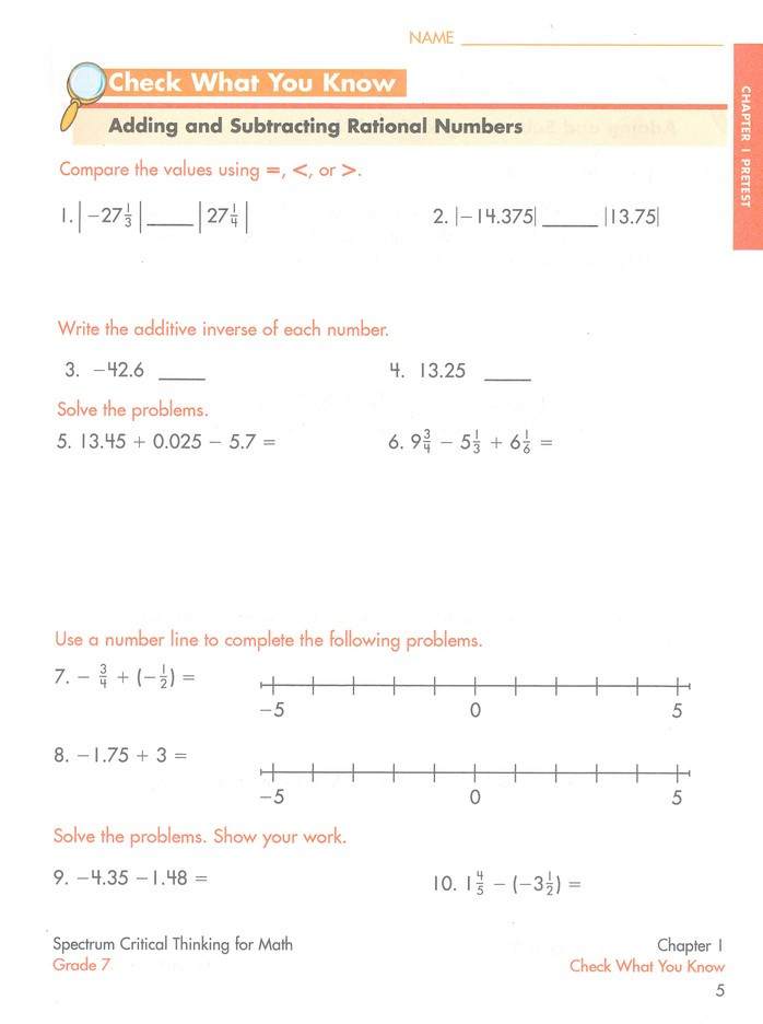 Spectrum Critical Thinking for Math Grade 7 - Classroom Resource Center