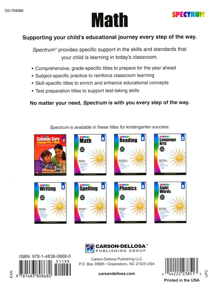 Spectrum Math Grade K - Classroom Resource Center