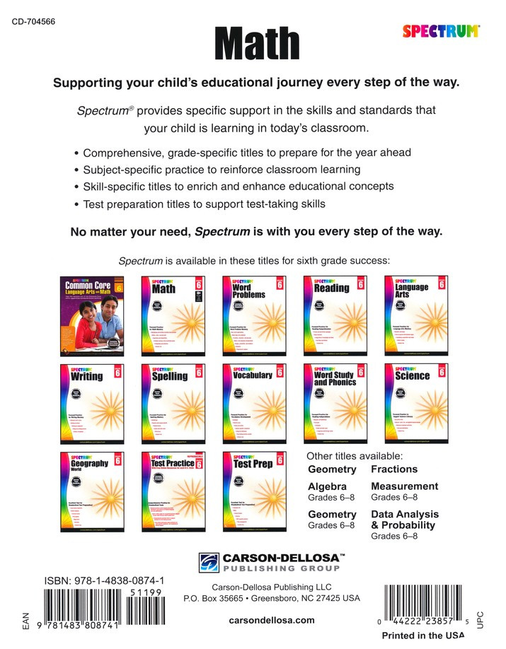 Spectrum Math Grade 6 - Classroom Resource Center