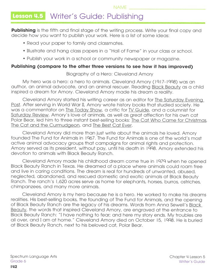 Spectrum Language Arts Grade 6 - Classroom Resource Center