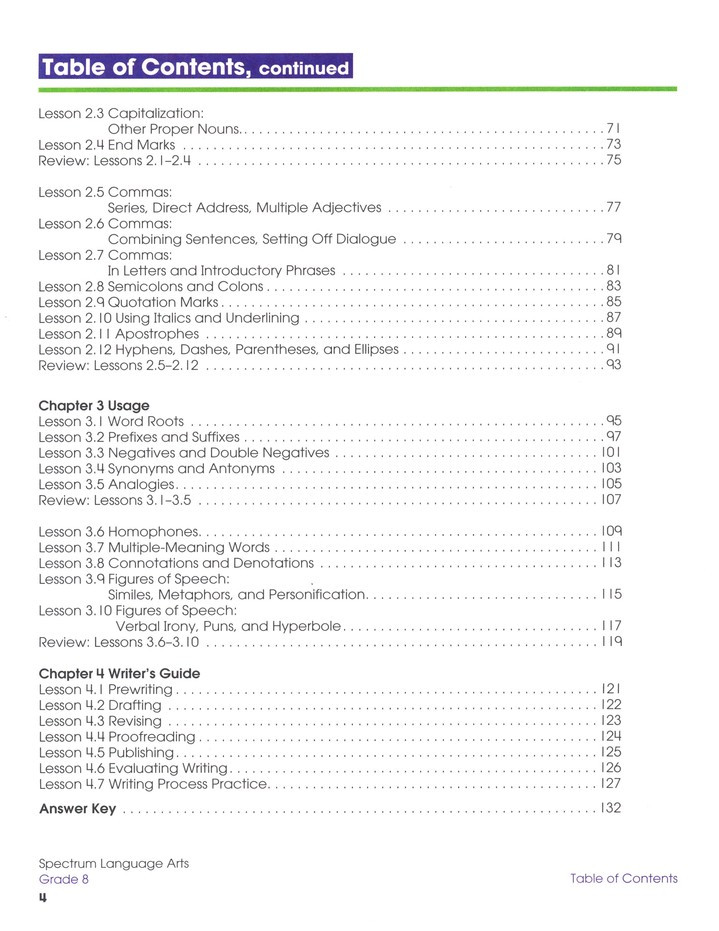 Spectrum Language Arts Grade 8 - Classroom Resource Center