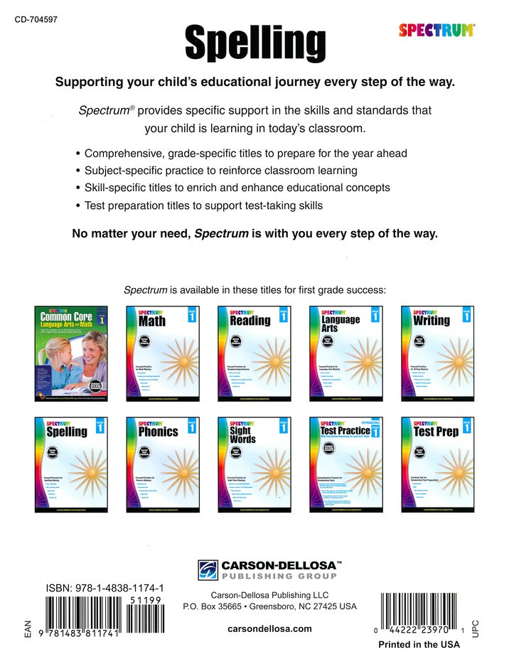 Spectrum Spelling Grade 1 - Classroom Resource Center