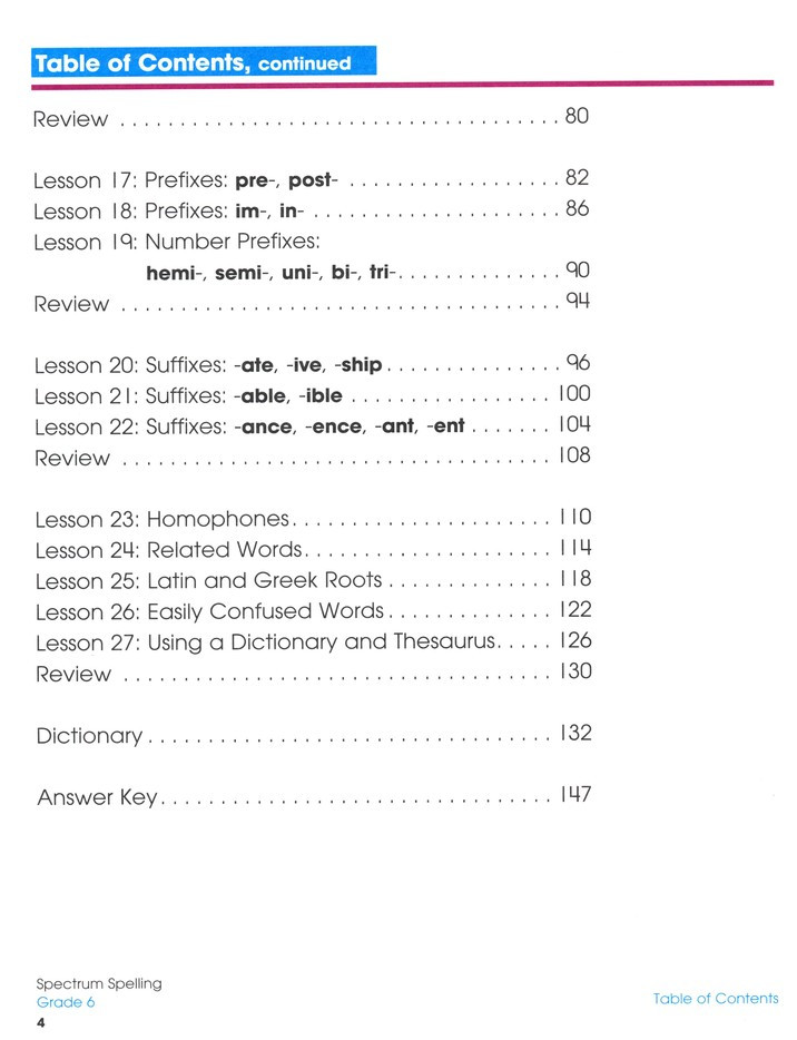 Spectrum Spelling Grade 6 - Classroom Resource Center