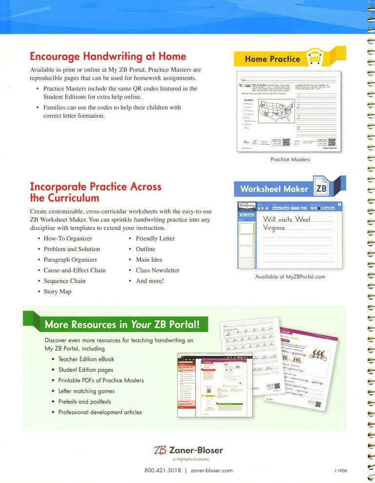 Zaner-Bloser Handwriting Grade 3: Student, Teacher, & Practice Masters ...