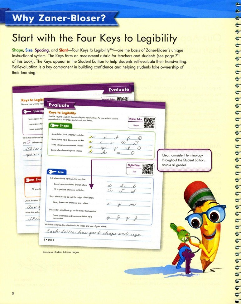 Zaner-Bloser Handwriting Grade 6: Student & Teacher Editions ...