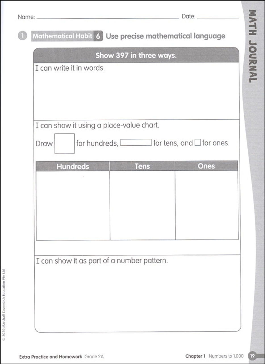 Math in Focus Extra Practice and Homework Volume A Grade 2