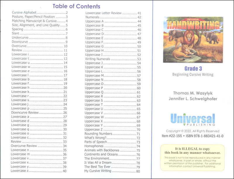 Universal Handwriting Grade 3: Beginning Cursive (2022)