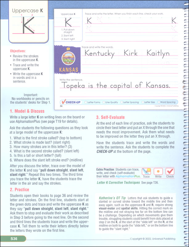 Universal Handwriting Grade 1: Reinforcing Manuscript, Teacher Edition ...