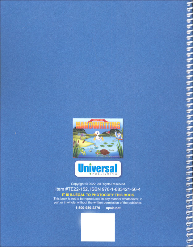 Universal Handwriting Grade 1: Reinforcing Manuscript, Teacher Edition ...